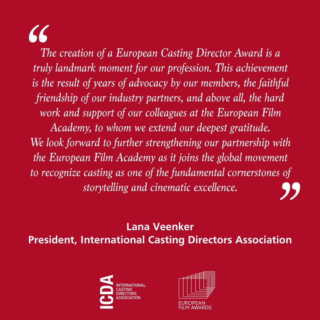 ICDA and European Film Academy Celebrate New Casting Award with Special ...